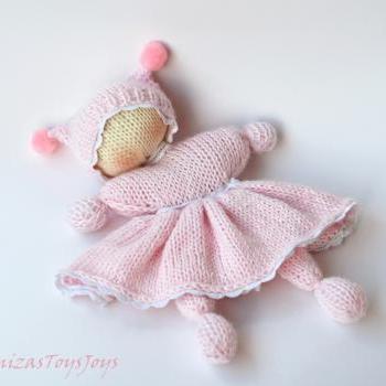 Pink Waldorf Knitted Girl Doll For Small Babies - Pdf Knitting Pattern ...