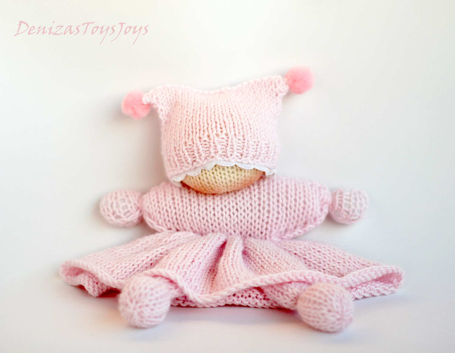 Pink Waldorf Knitted Girl Doll For Small Babies - Pdf Knitting Pattern ...